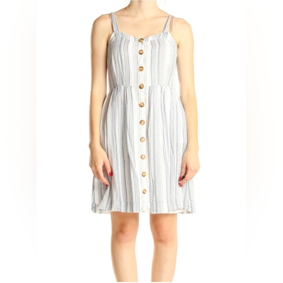 LOFT | Dresses | Loft Casual Spring White And Blue Striped Dress | Poshmark